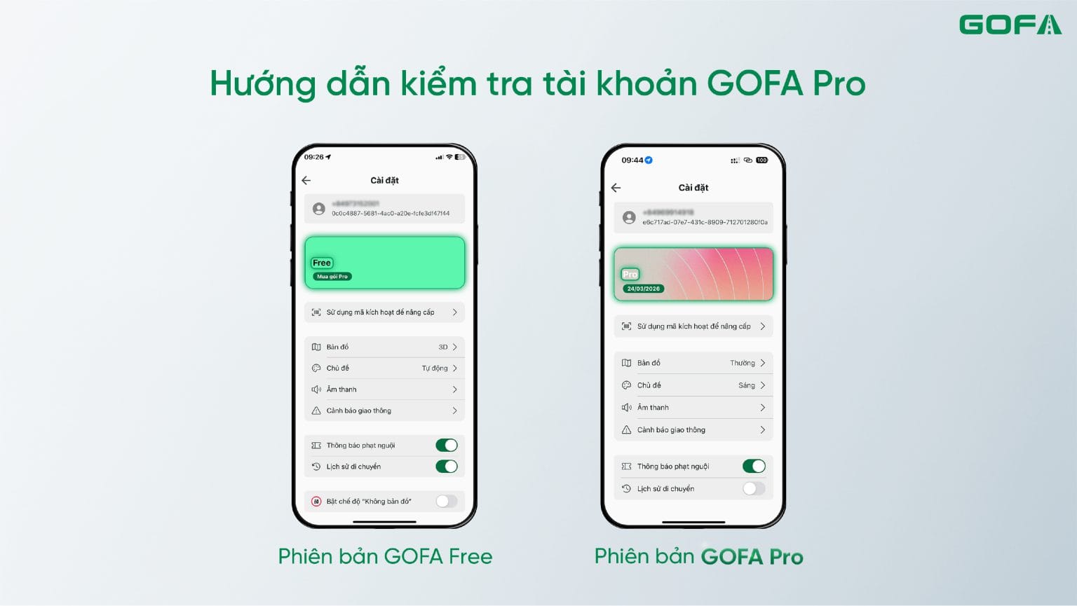 Hướng dẫn cài đặt và nâng cấp tài khoản GOFA Pro